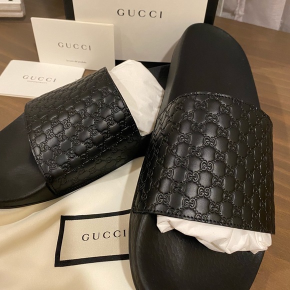 Gucci | Shoes | 0 Authentic Gucci Micro Gg Leather Pool Slides | Poshmark